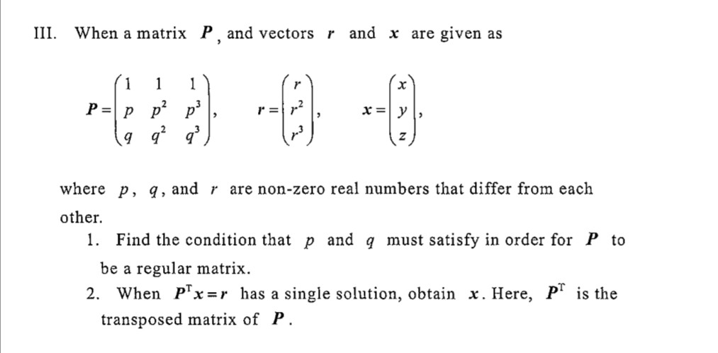 Solved When a matrix P and vectors r and x are given as III | Chegg.com