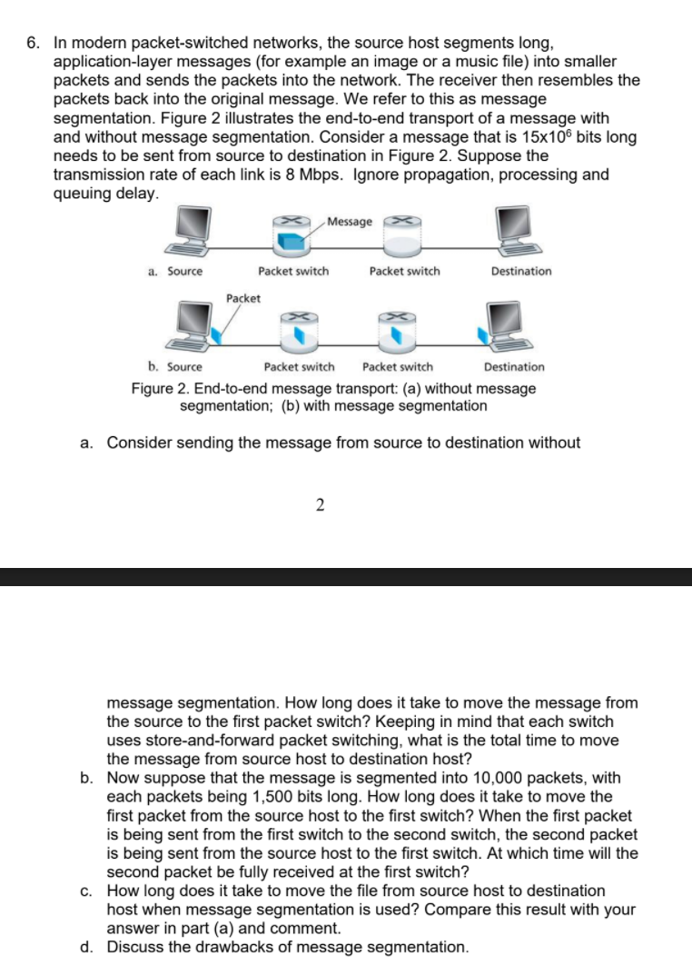 Solved 6 In Modern Packet Switched Networks The Source