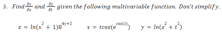 Solved Find ∂s∂z and ∂t∂z given the following multivariable | Chegg.com