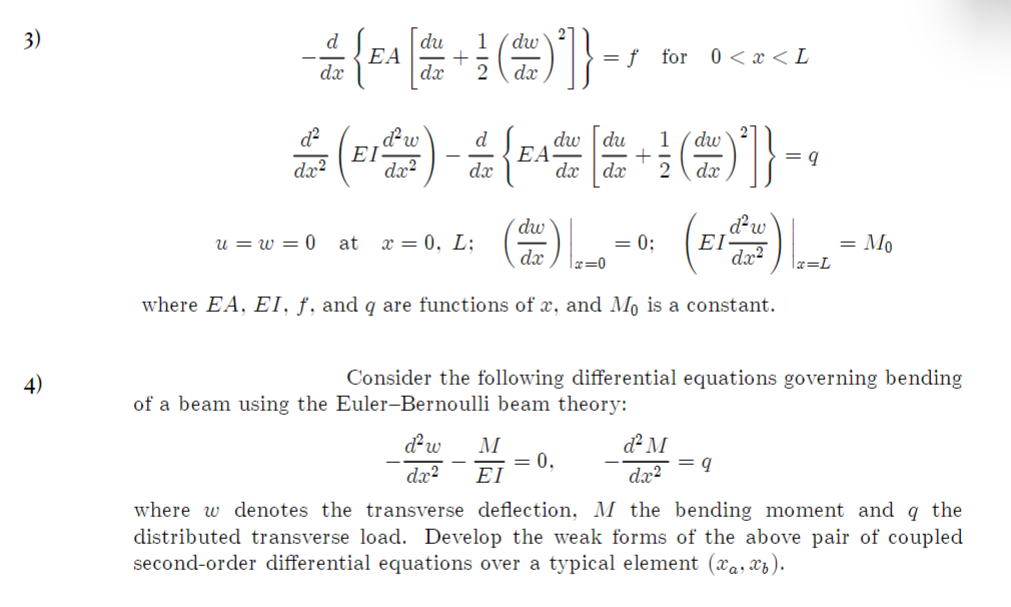 Finite elements:Construct the weak form of the | Chegg.com