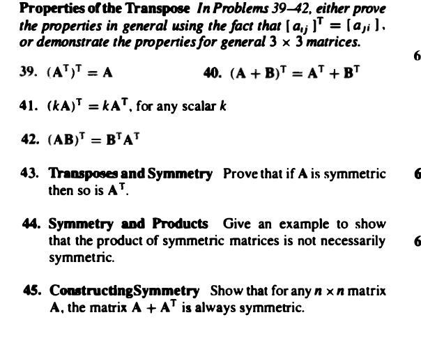 Solved .( ره ) : Properties of the Transpose In Problems | Chegg.com