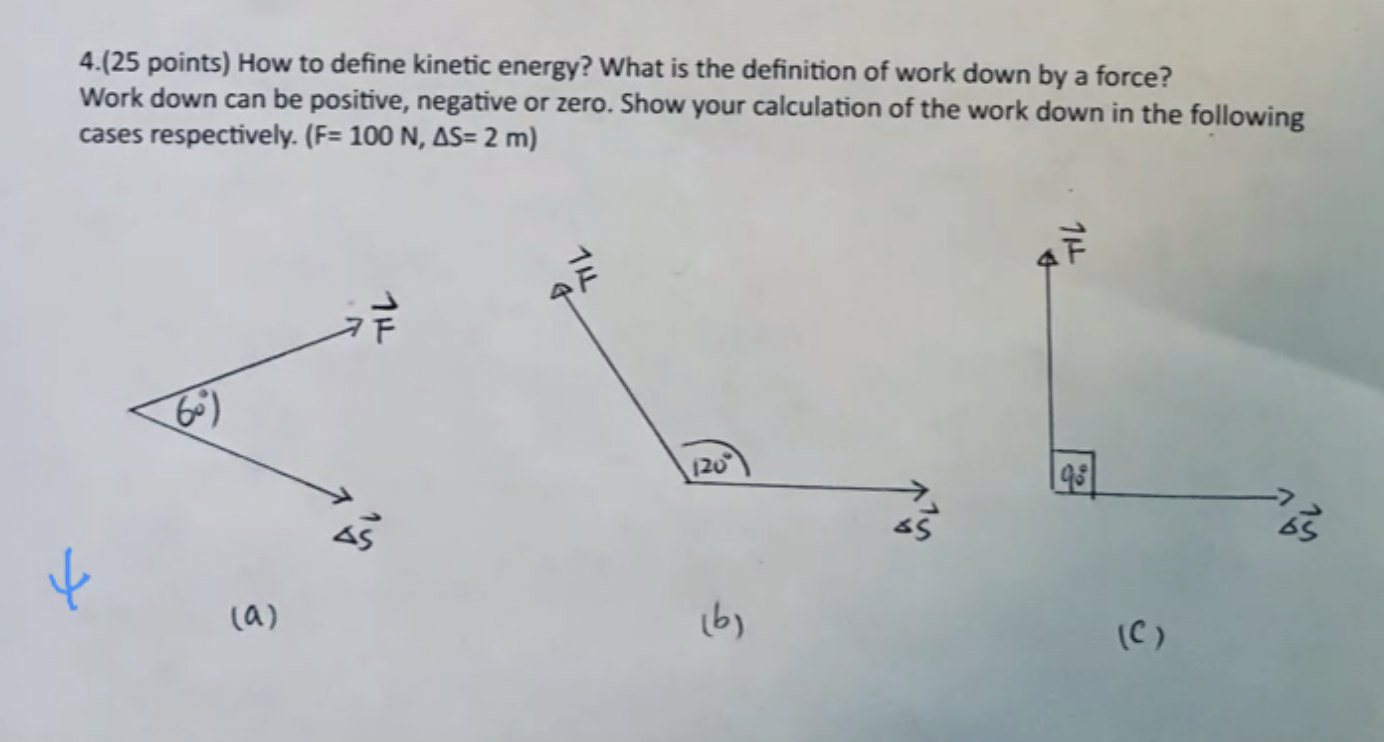 Solved 4. (25 points) How to define kinetic energy? What is | Chegg.com