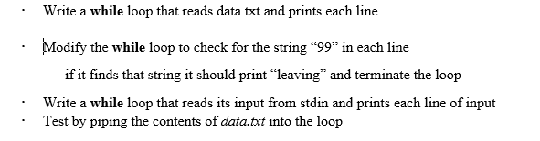 Solved - Write a while loop that reads data.txt and prints | Chegg.com