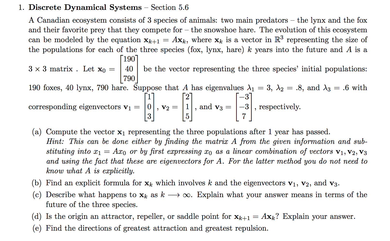 1. Discrete Dynamical Systems - Section 5.6 A | Chegg.com
