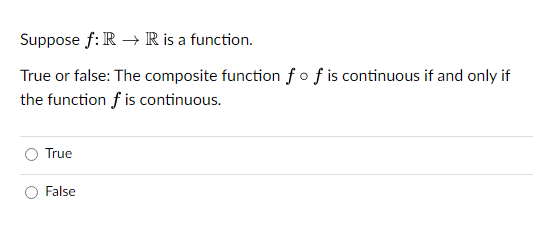 Solved Suppose f:R→R is a function. True or false: The | Chegg.com