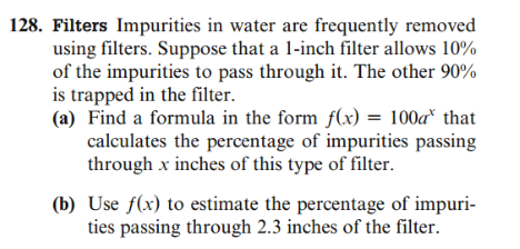 Solved 128. Filters Impurities in water are frequently | Chegg.com