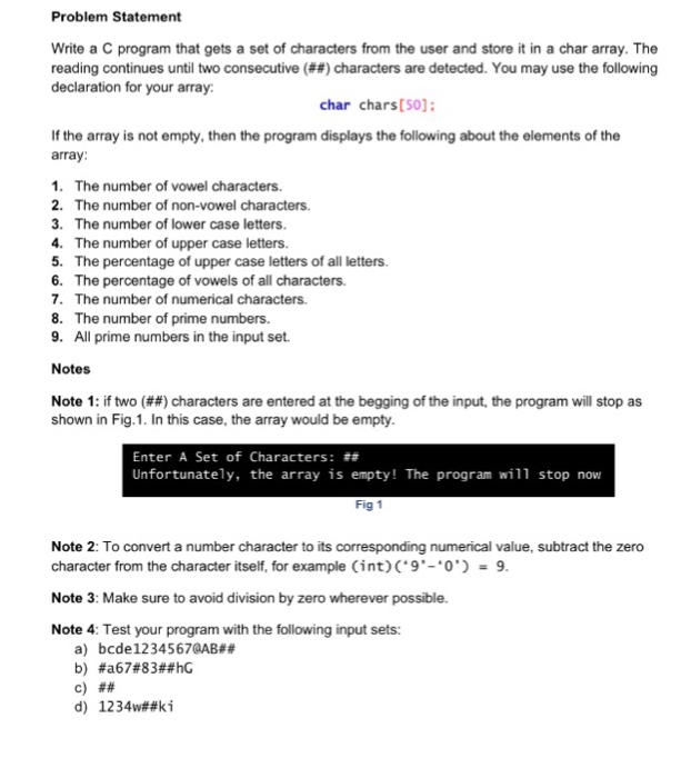 Solved Problem Statement Write a C program that gets a set | Chegg.com