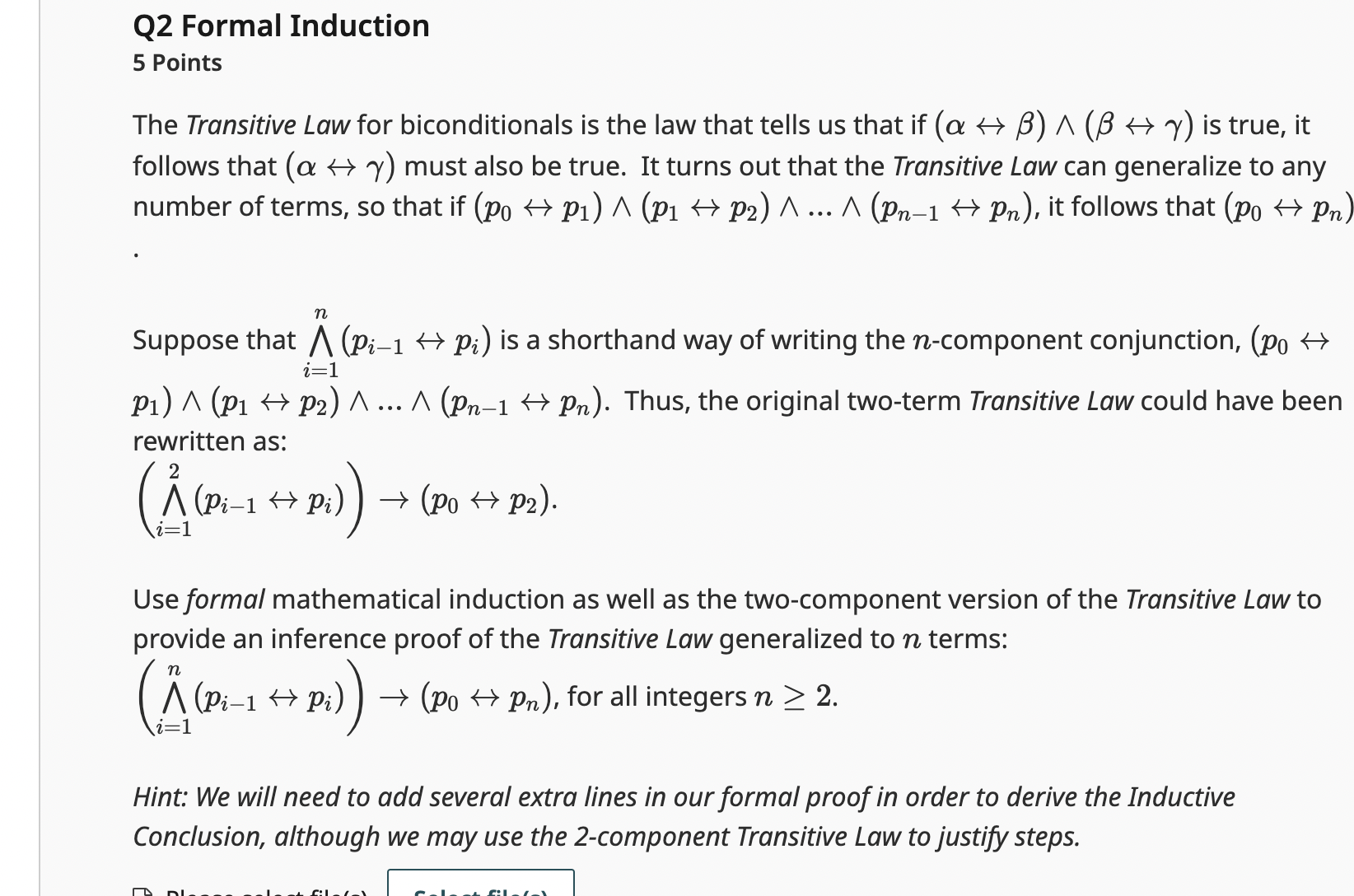 Solved Q2 Formal Induction 5 Points The Transitive Law for | Chegg.com