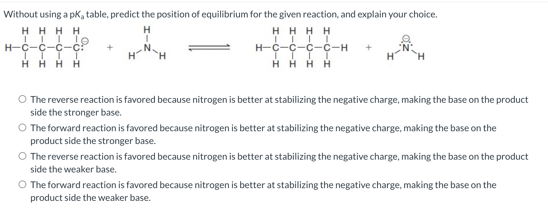 Solved Without using a pKa table, predict the position of | Chegg.com