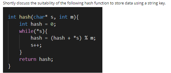 Solved Shortly discuss the suitability of the following hash | Chegg.com