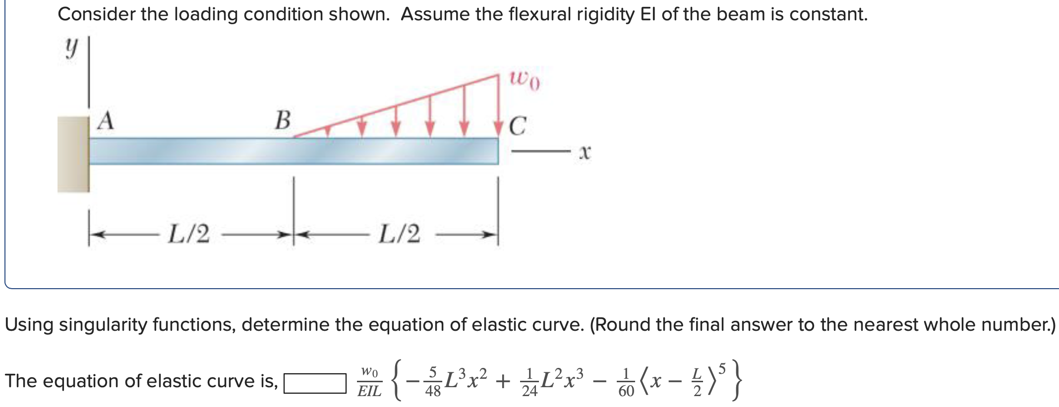 Solved Using Singularity Functions Determine The Equation