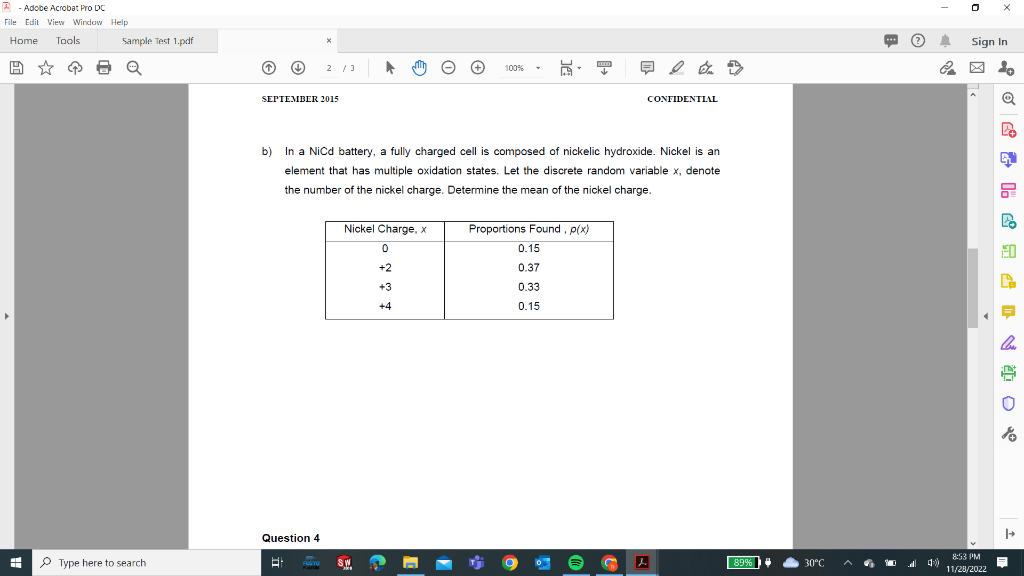 Solved b) In a NiCd battery, a fully charged cell is | Chegg.com