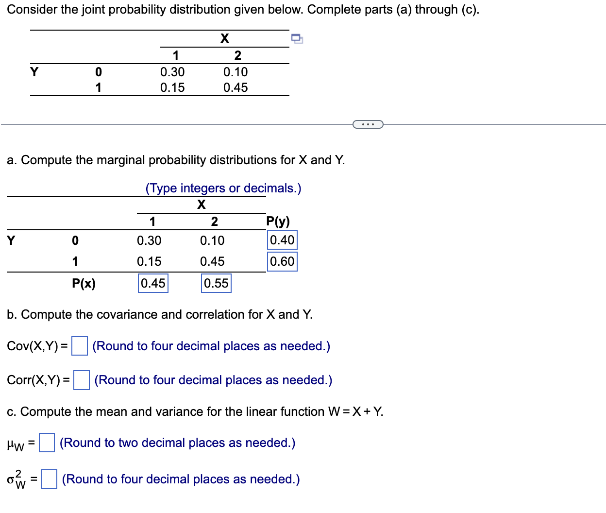 Solved Consider the joint probability distribution given | Chegg.com