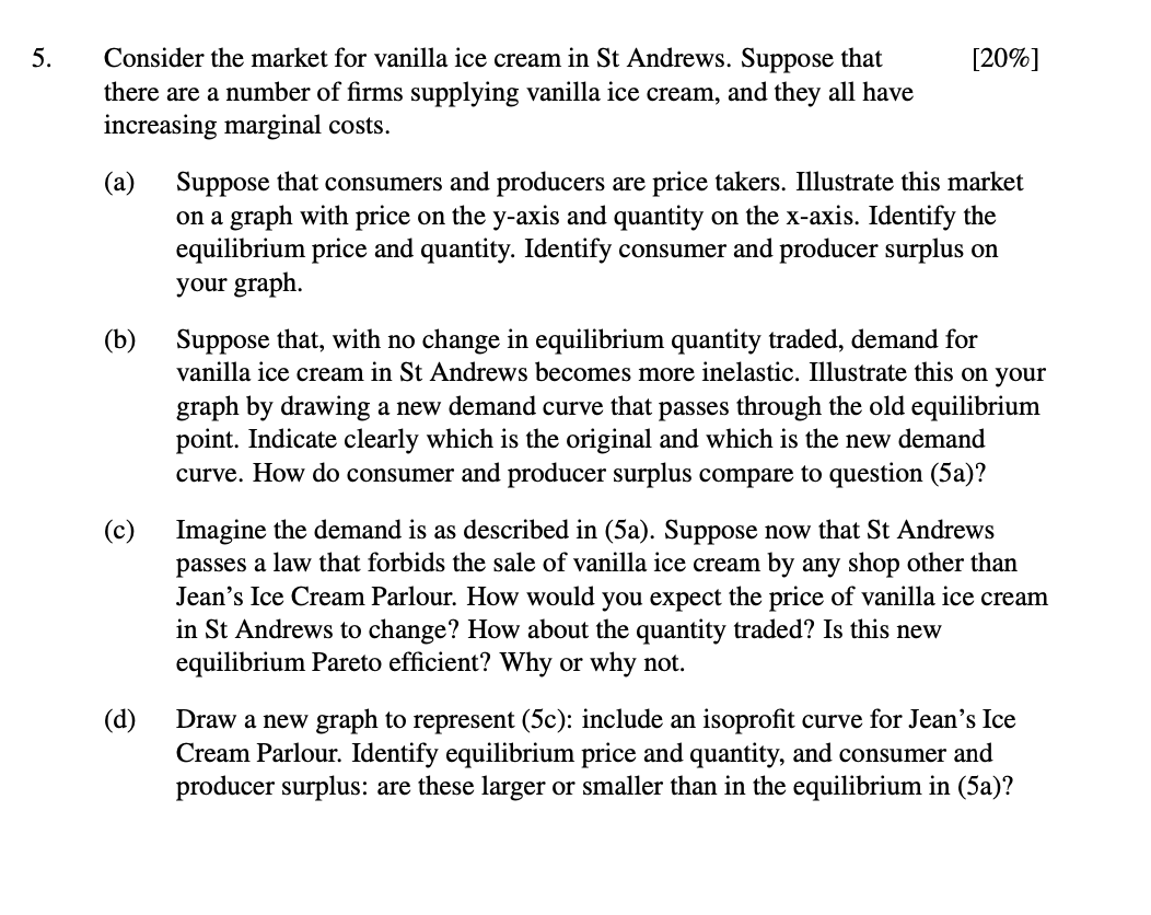 Solved Consider the market for vanilla ice cream in St | Chegg.com
