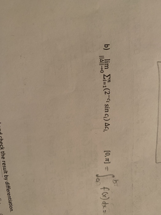 Solved write the limit as a definite integral on the give | Chegg.com