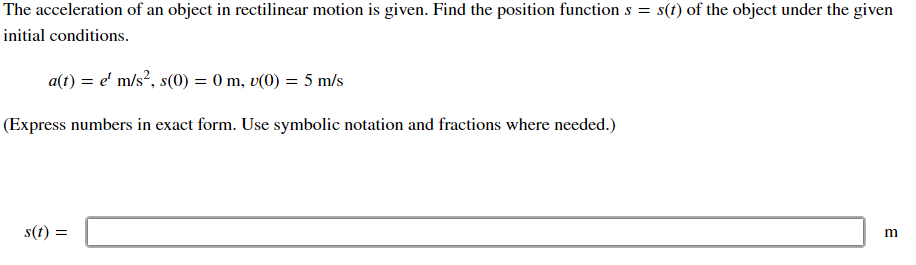 Solved The acceleration of an object in rectilinear motion | Chegg.com