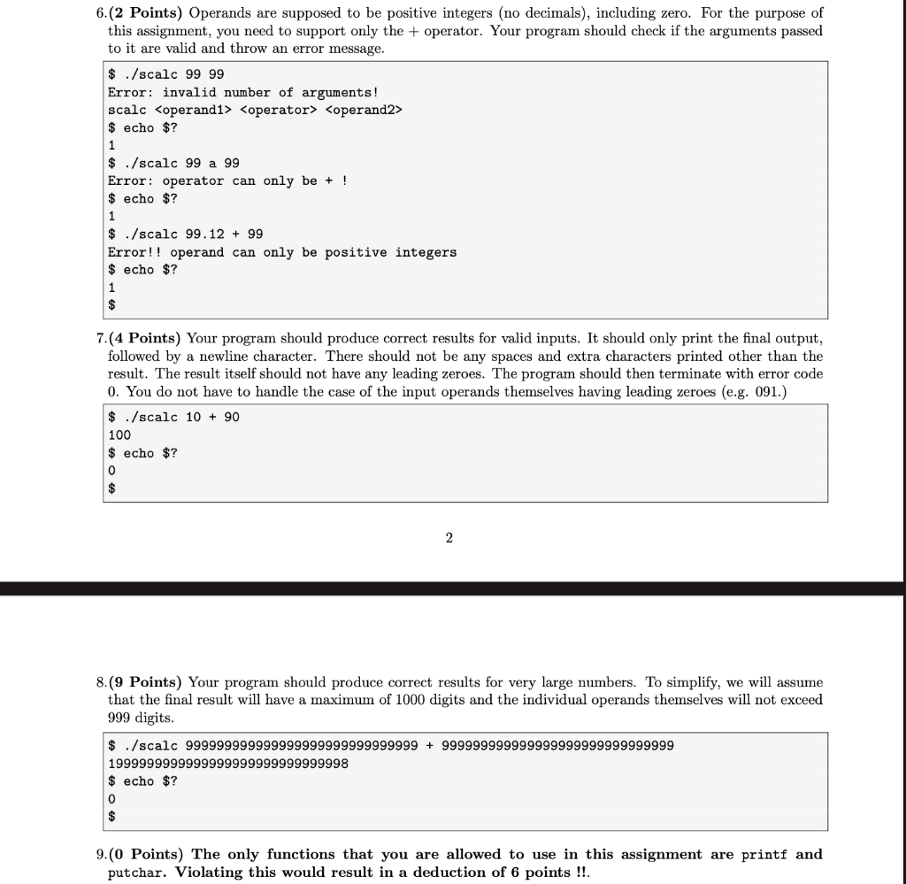 Solved Please read carefully, ONLY printf and putchar are | Chegg.com