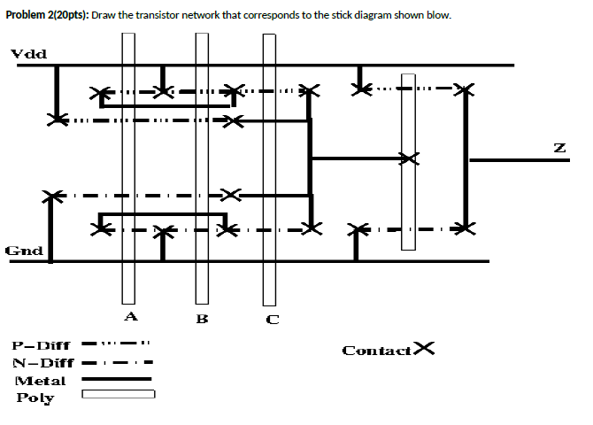 Solved Problem 2/20pts): Draw the transistor network that | Chegg.com Solved Problem 2/20pts): Draw the transistor network that | Chegg.com