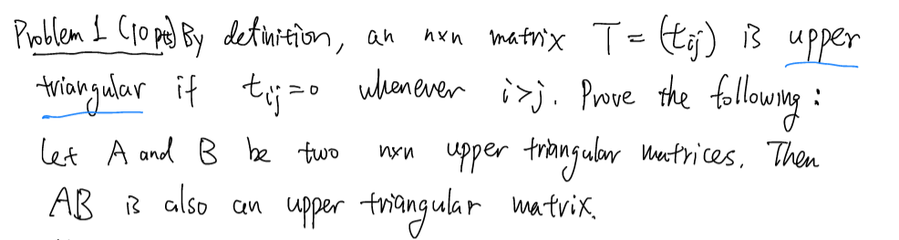 Solved Problem I CIORE) By definition, an nxn matrix Tatto) | Chegg.com