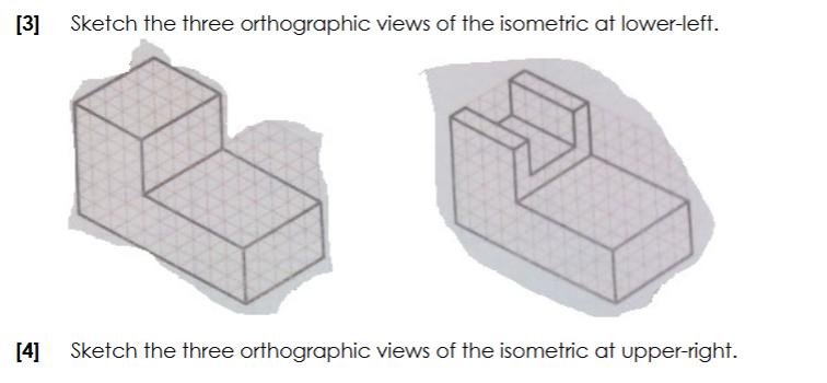 Solved [3] ﻿Sketch the three orthographic views of the | Chegg.com
