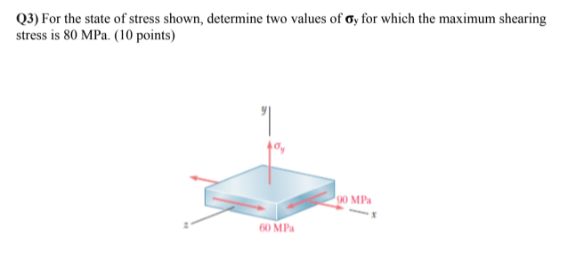 Solved (3) For the state of stress shown, determine two | Chegg.com