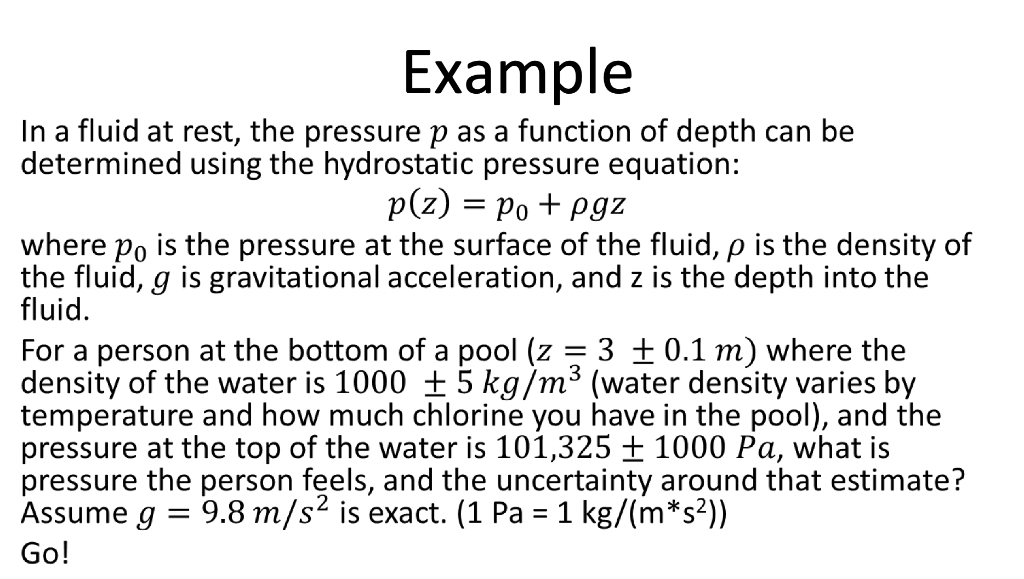 Solved Example In a fluid at rest, the pressure p as a | Chegg.com