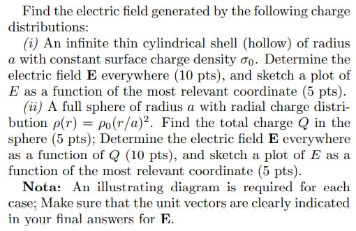Solved Find the electric field generated by the following | Chegg.com