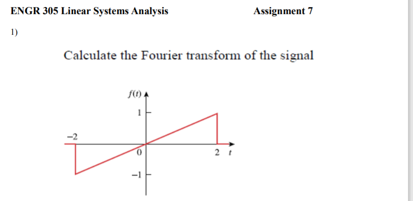 Solved ENGR 305 Linear Systems Analysis Assignment 7 1) | Chegg.com