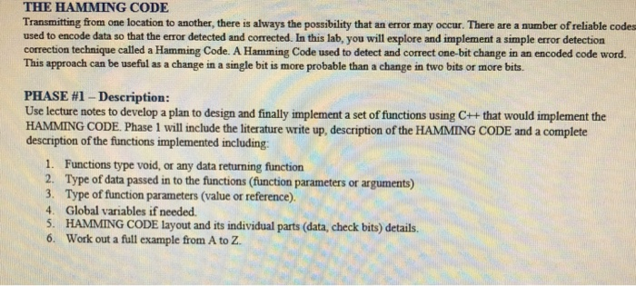 THE HAMMING CODE Transmitting from one location to | Chegg.com