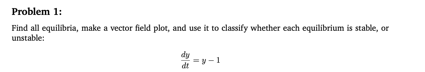 Solved Problem 1: Find all equilibria, make a vector field | Chegg.com
