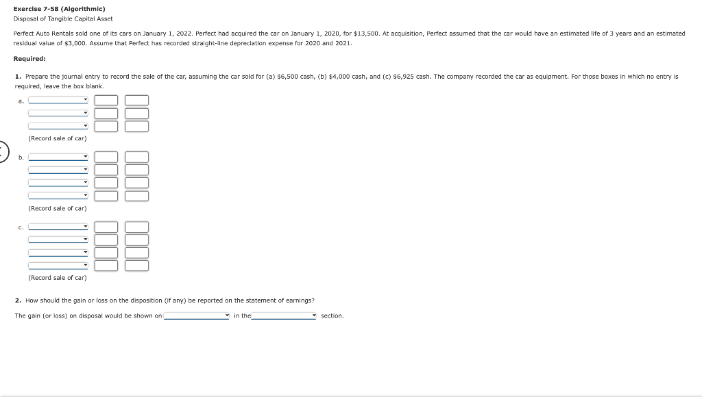Solved Exercise 7-58 (Algorithmic) Disposal of Tangible | Chegg.com