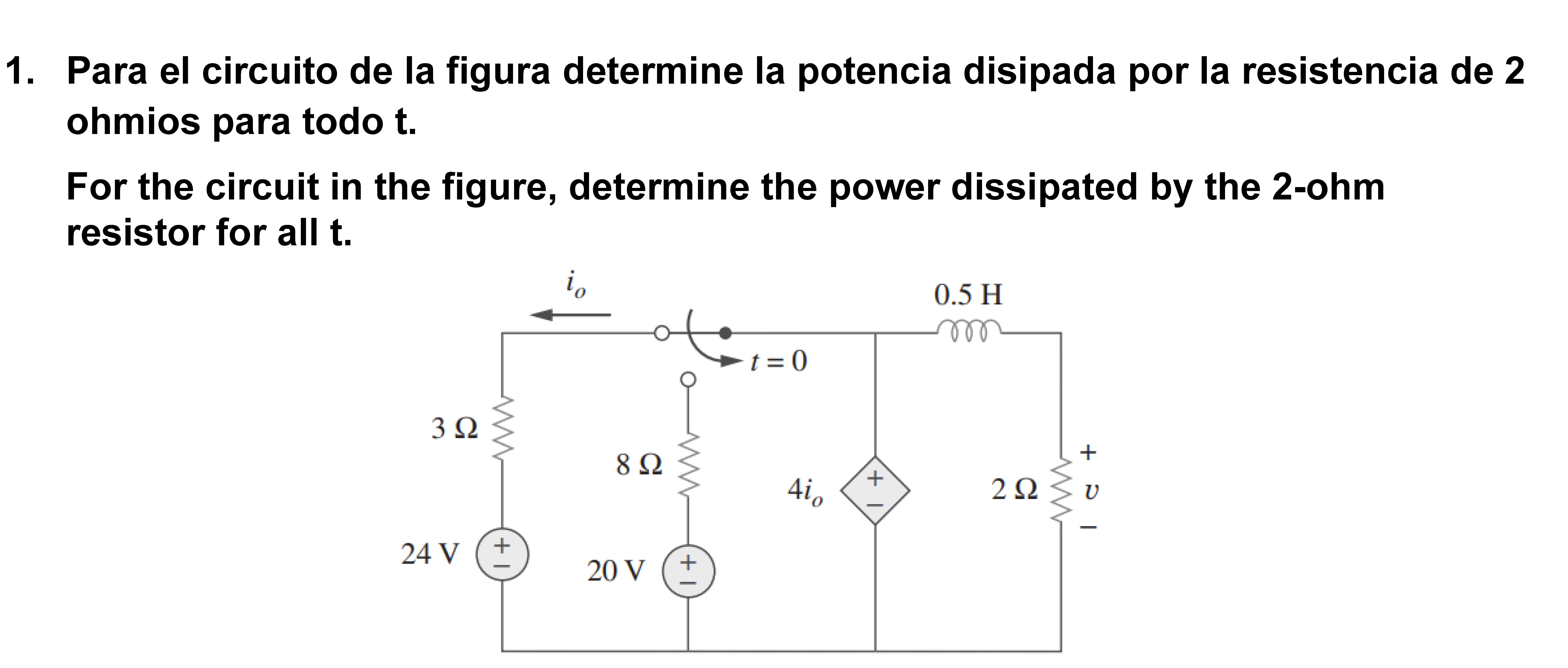 Solved Para el circuito de la figura determine la potencia | Chegg.com