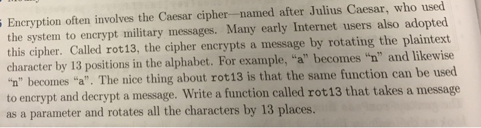 Solved Write A Function On Python Called Rot13 That Takes A 5616