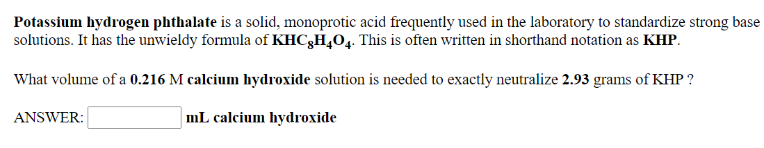 Solved An aqueous solution of potassium hydroxide is | Chegg.com