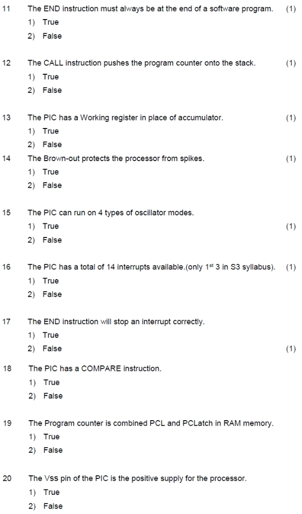 Solved 11 The END instruction must always be at the end of a | Chegg.com