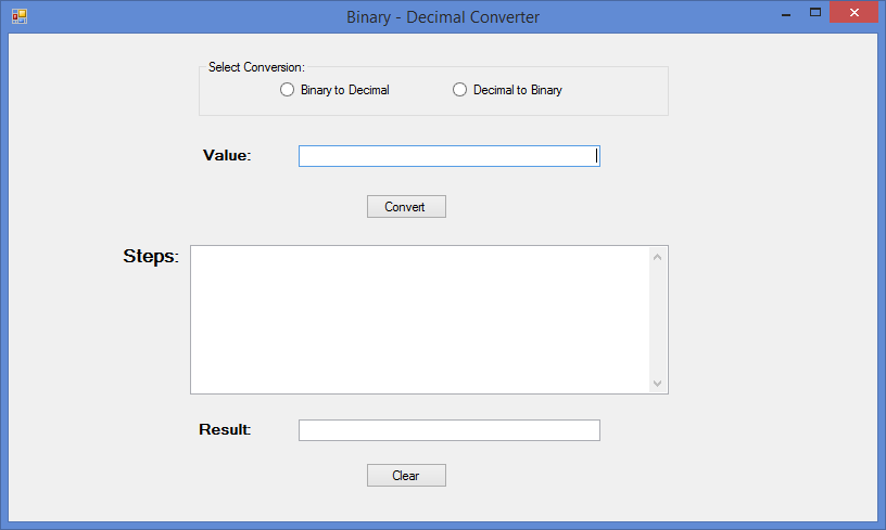 C# Programming Dec2Bin and Bin2Dec For this | Chegg.com