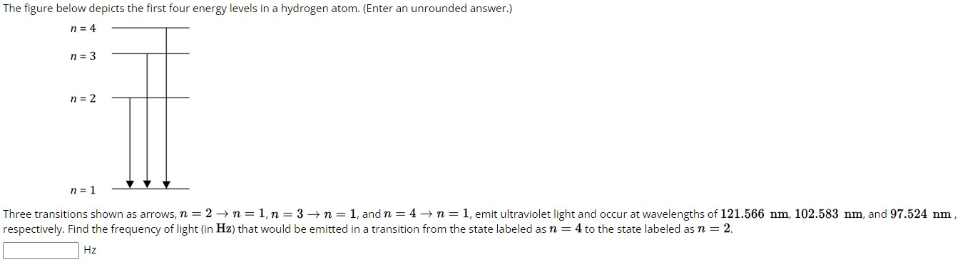 Solved The figure below depicts the first four energy levels | Chegg.com