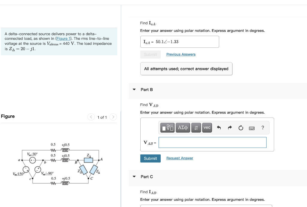 Solved Find LGA Enter your answer using polar notation. | Chegg.com