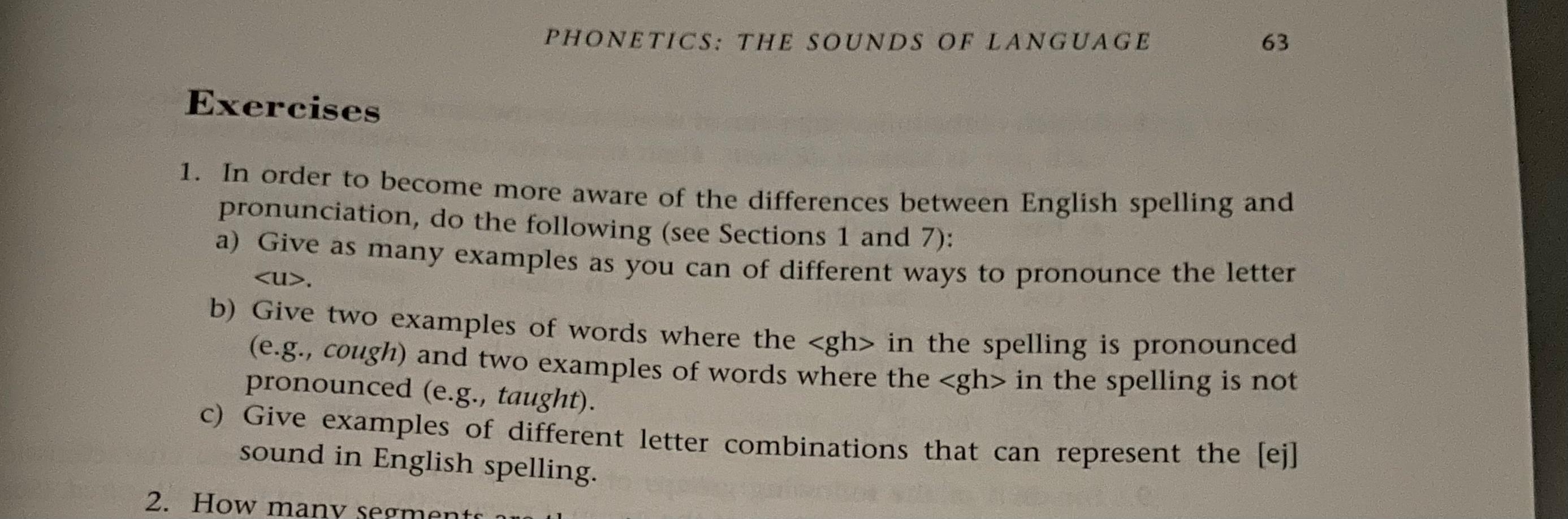 Solved PHONETICS: THE SOUNDS OF LANGUAGE 63 . Exercises | Chegg.com