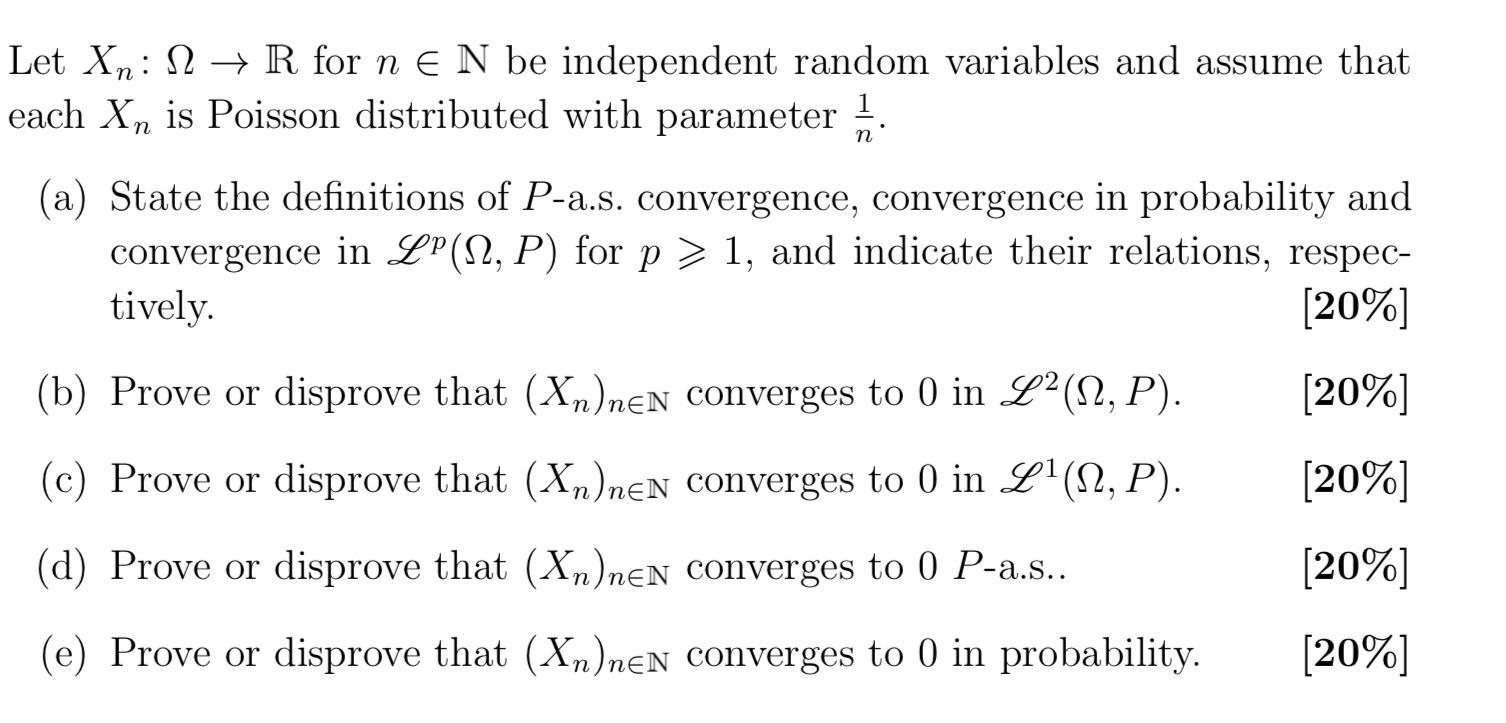 Solved Let Xn:Ω→R for n∈N be independent random variables | Chegg.com
