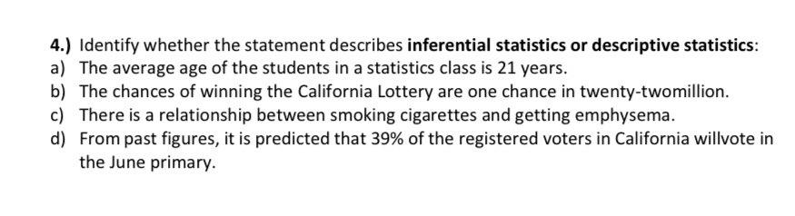 Solved 4.) Identify whether the statement describes | Chegg.com