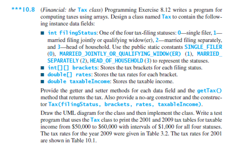 ***10.8 (Financial: the Tax class) Programming | Chegg.com