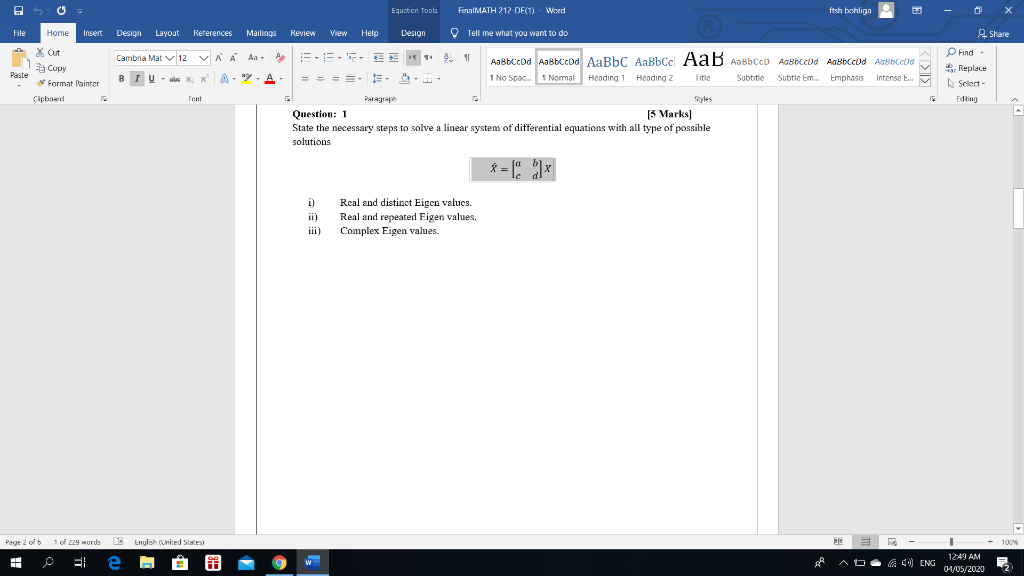 Solved - 0 X File Share Home Insert Out Copy *Format Painter | Chegg.com