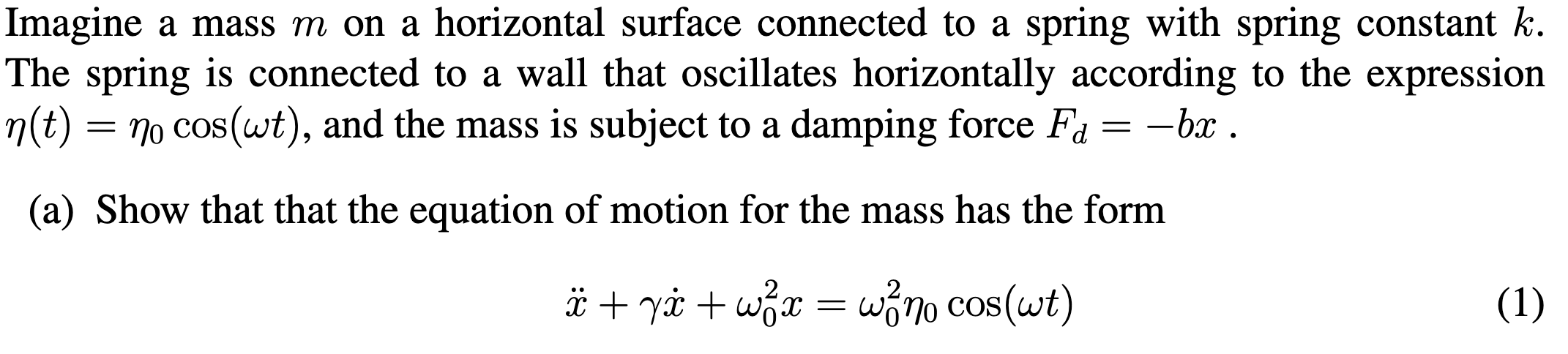 Solved Imagine a mass m on a horizontal surface connected to | Chegg.com
