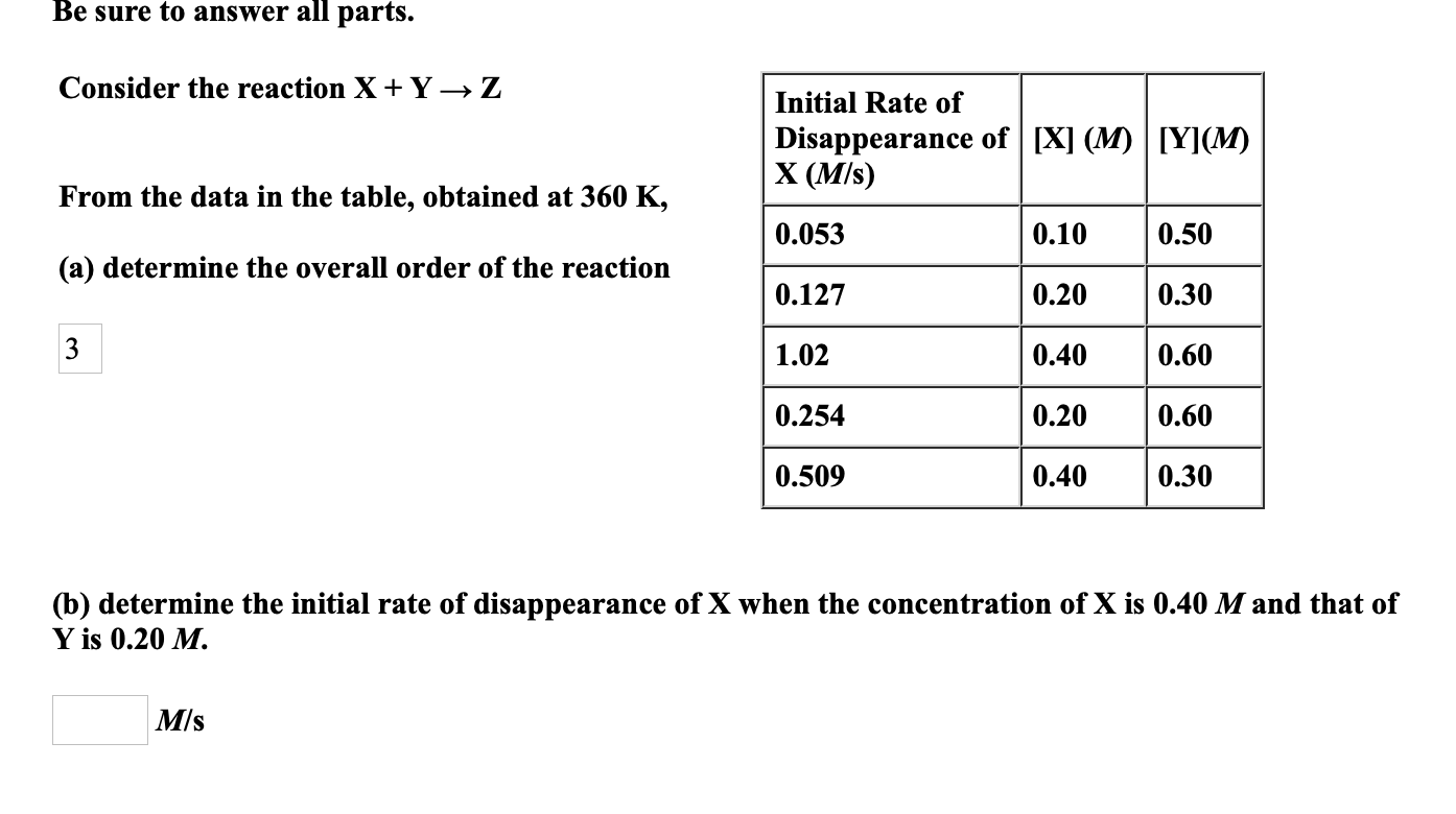 Solved Be sure to answer all parts. Consider the reaction | Chegg.com