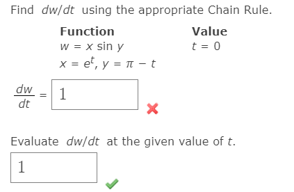 Solved Find dw/dt using the appropriate Chain Rule. Function | Chegg.com