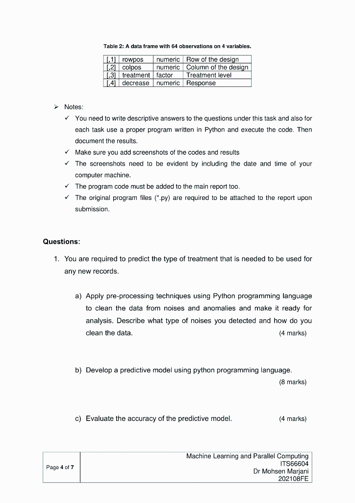 Section A: Machine Learning Case Study: An experiment | Chegg.com