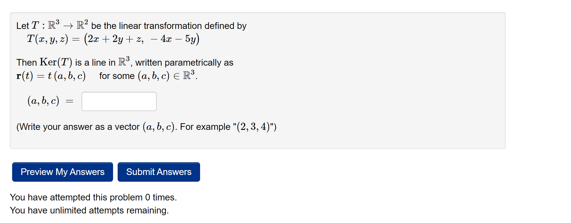 Solved Let T : R3 + R2 be the linear transformation defined | Chegg.com