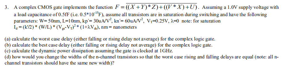 3. A complex CMOS gate implements the function F = | Chegg.com