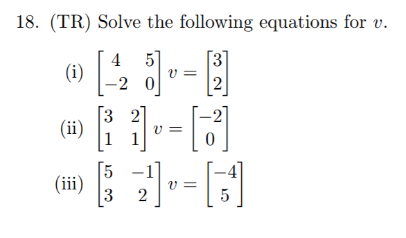Solved 18. (TR) Solve the following equations for v. 0 | Chegg.com